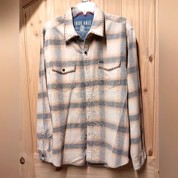True Grit | Shirts | True Grit Berry Canyon Cord Cream And Blue ...